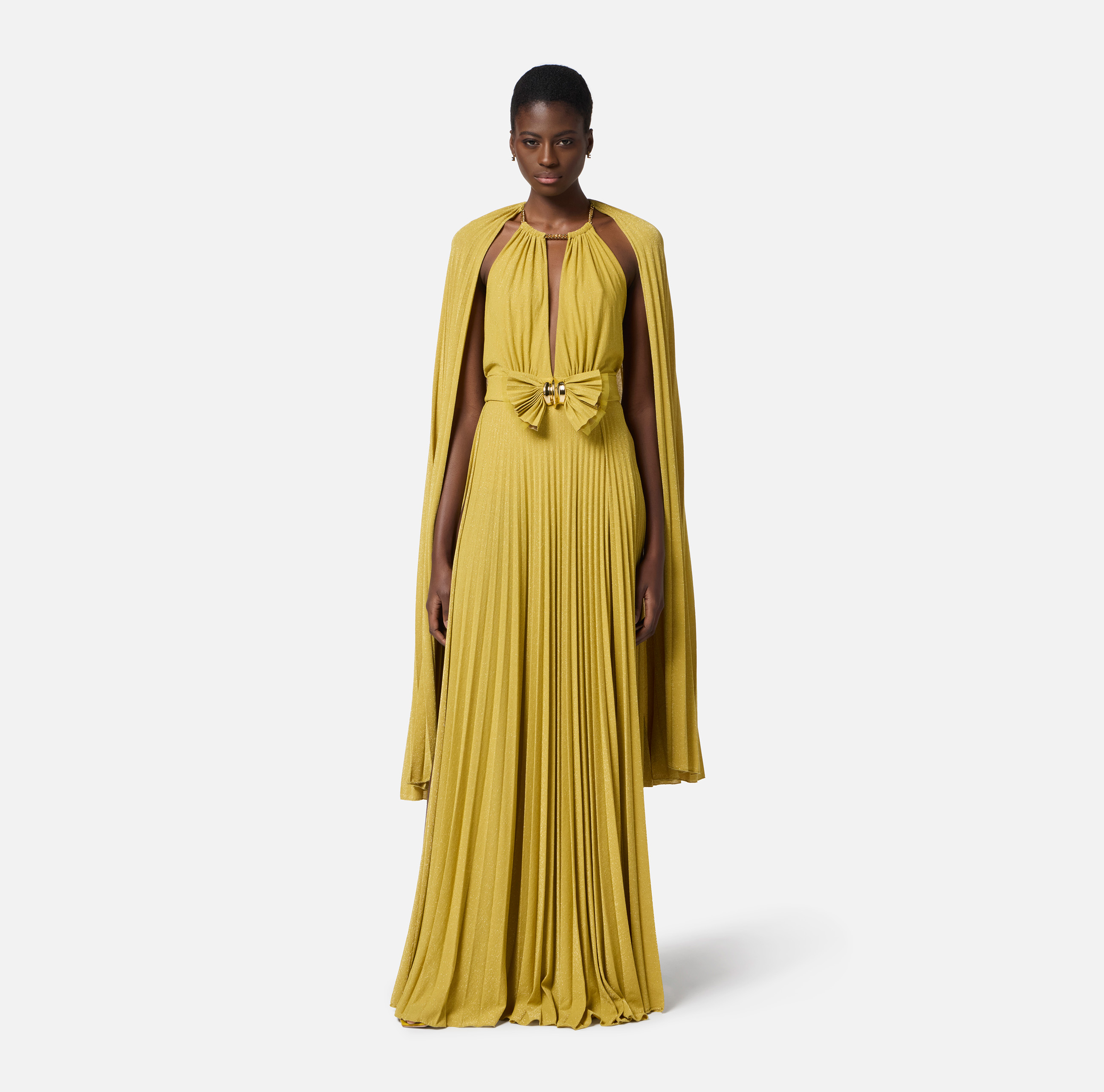 Red Carpet dress made of lurex jersey fabric with cape Red Carpet dress made of lurex jersey fabric with cape