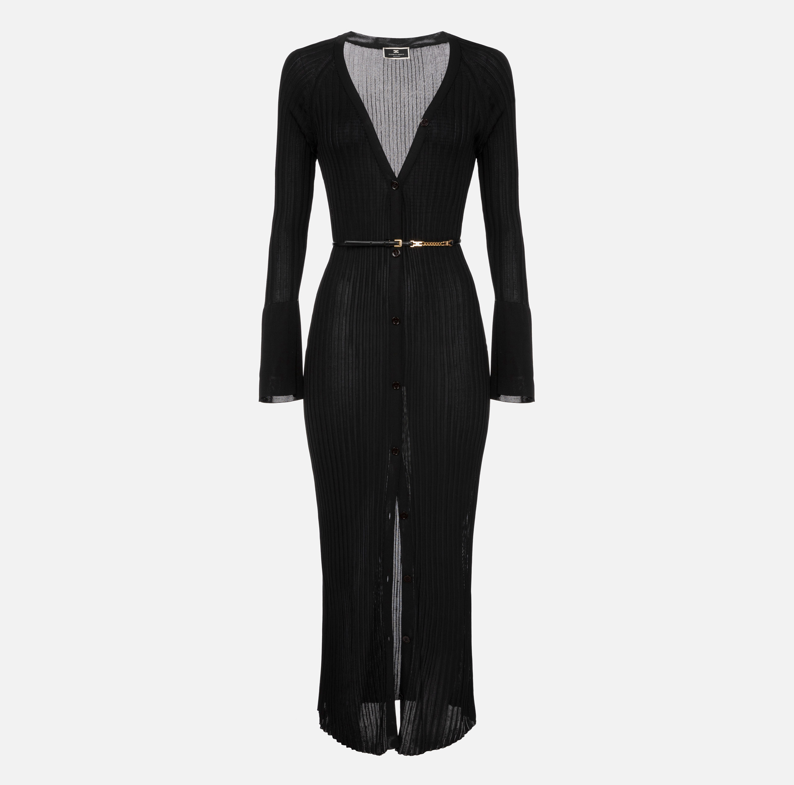 Shiny viscose ribbed midi dress | Elisabetta Franchi