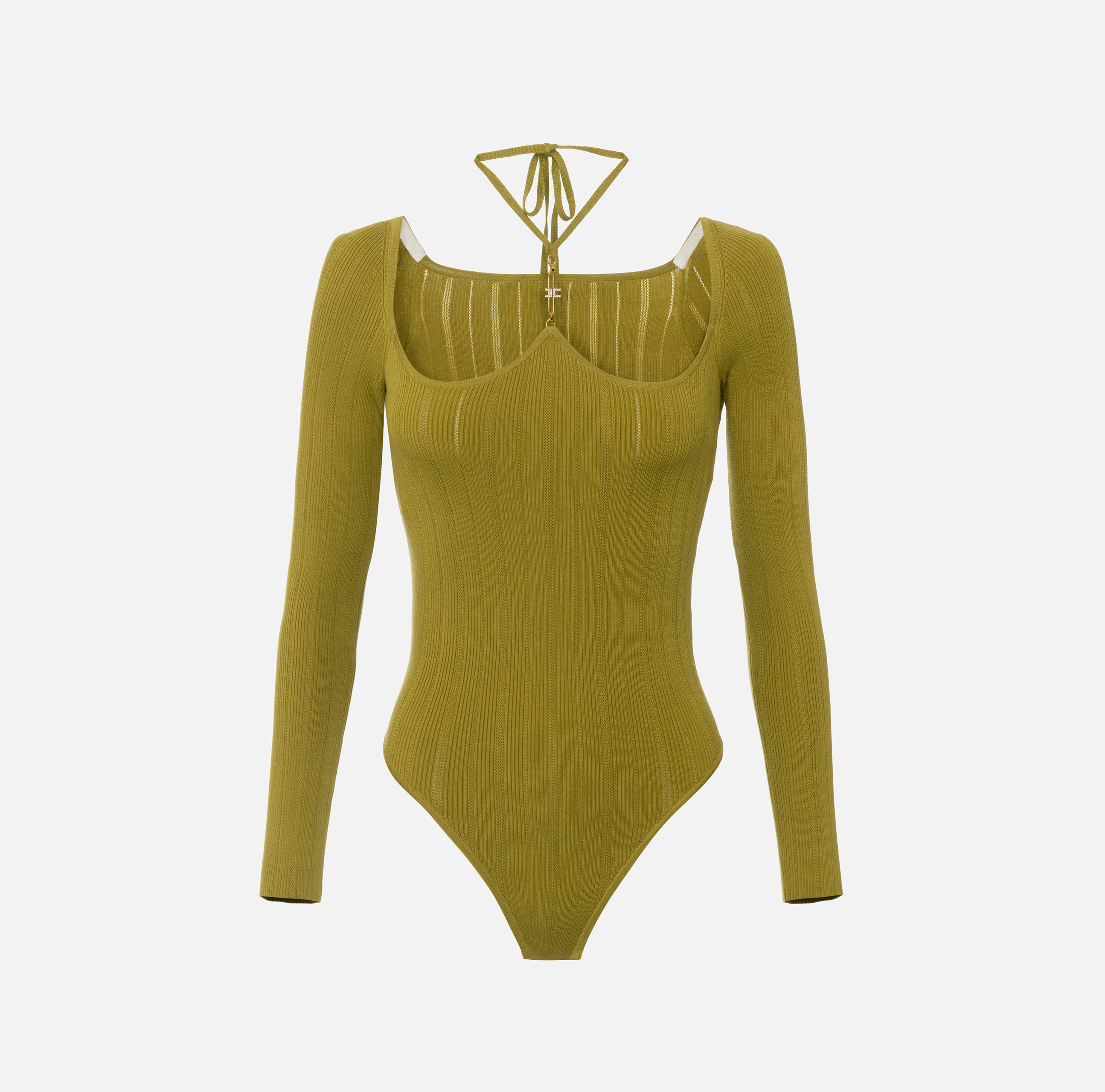 Bodysuit in ribbed knit fabric with openwork details | Elisabetta Franchi