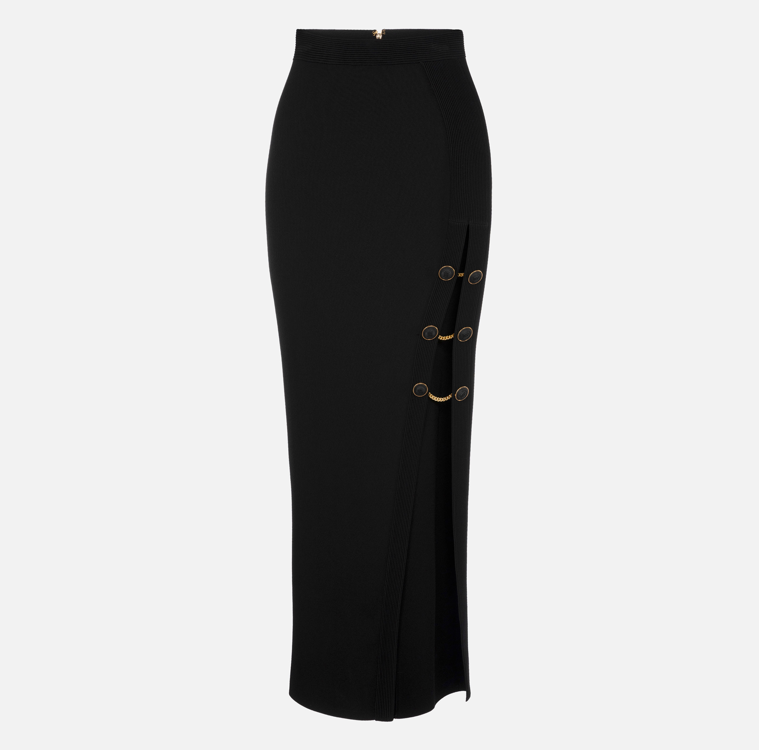 Shiny viscose long skirt with cufflink buttons | Elisabetta Franchi