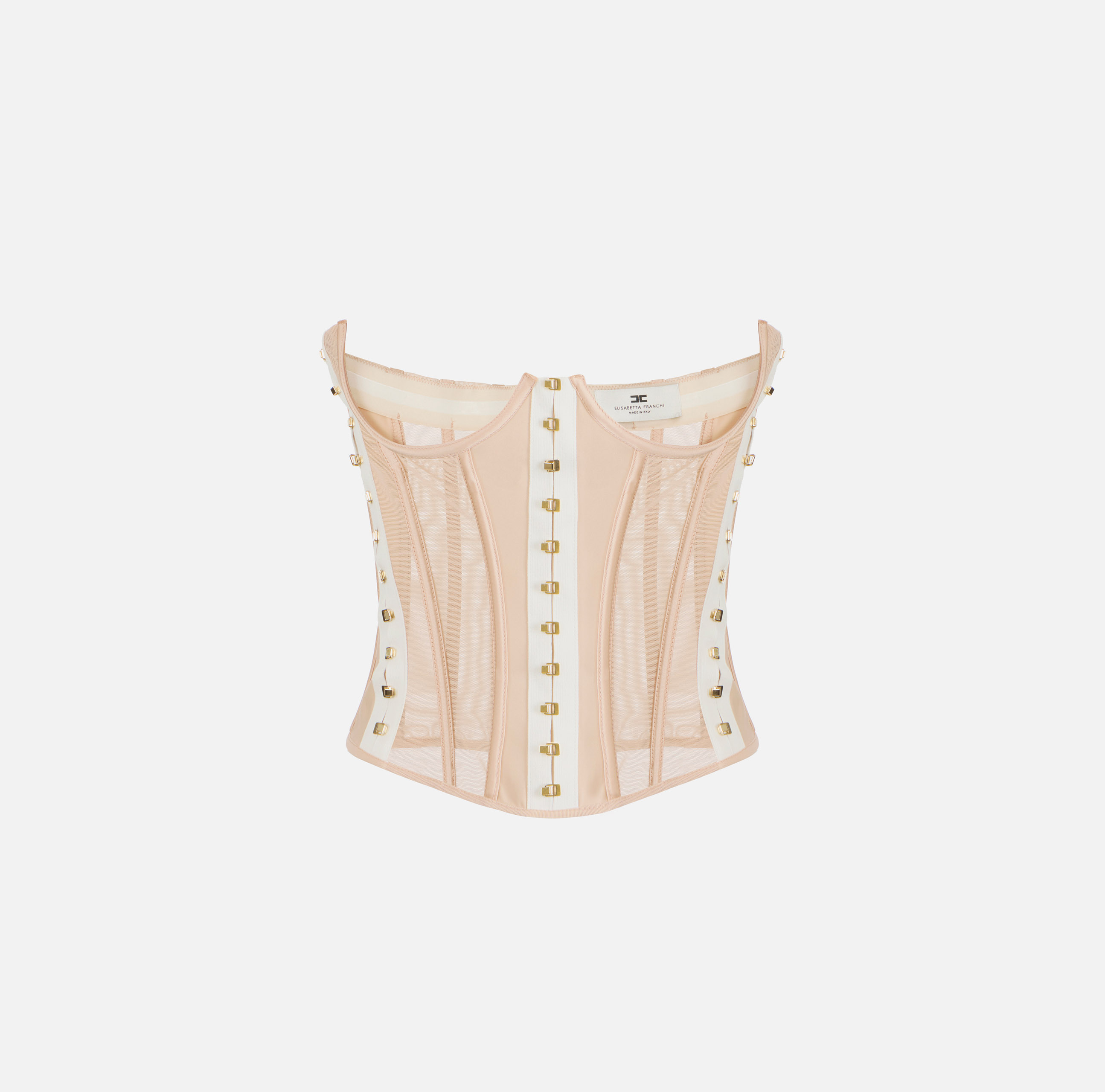 Bustier top in bi-elastic and tulle fabrics | Elisabetta Franchi