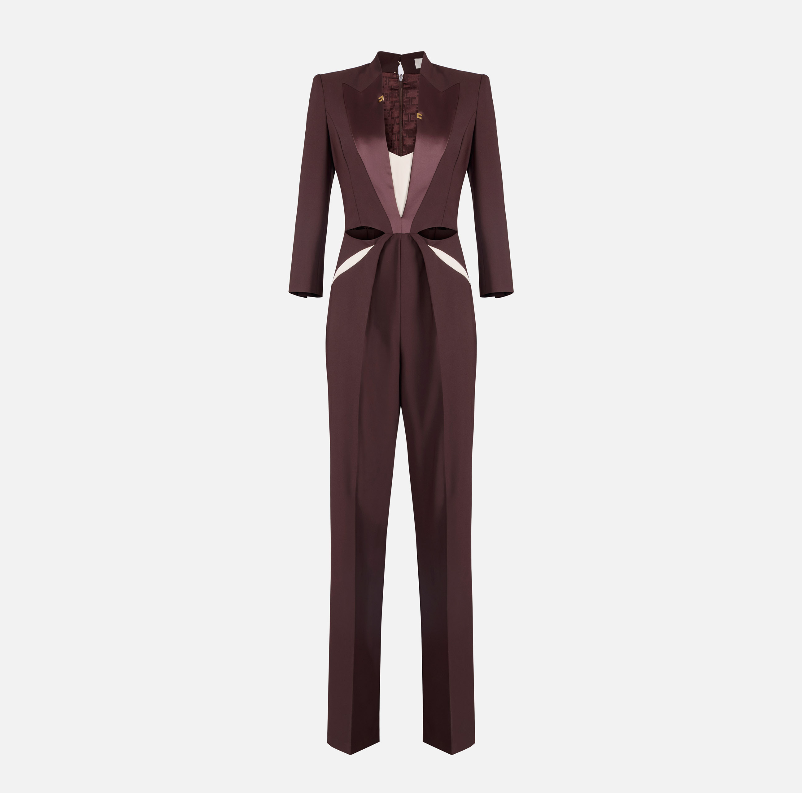 Jumpsuit in lightweight crêpe fabric with two-colour cut-outs ...