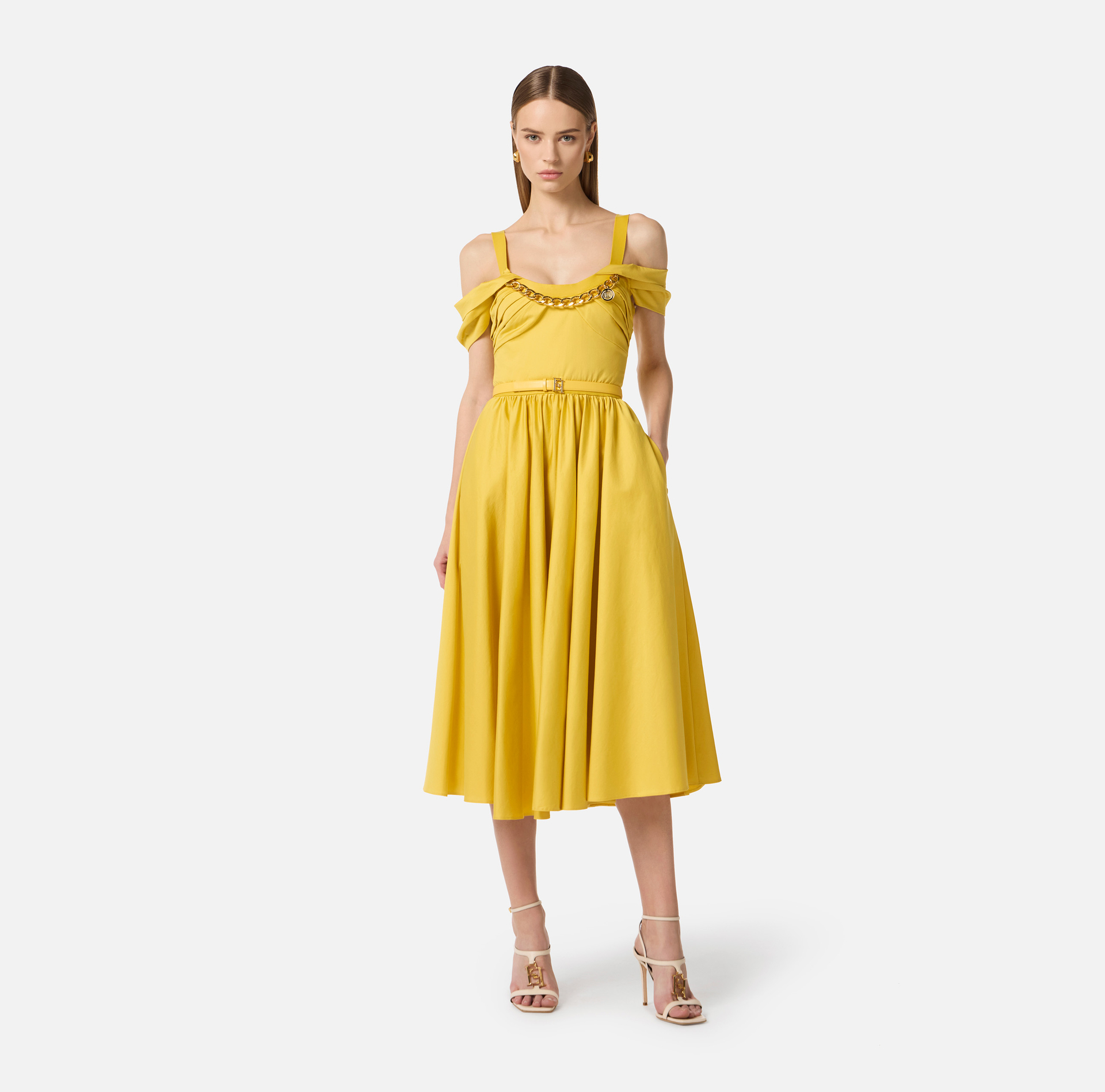 Stretch cotton dress with jewel chain | Elisabetta Franchi