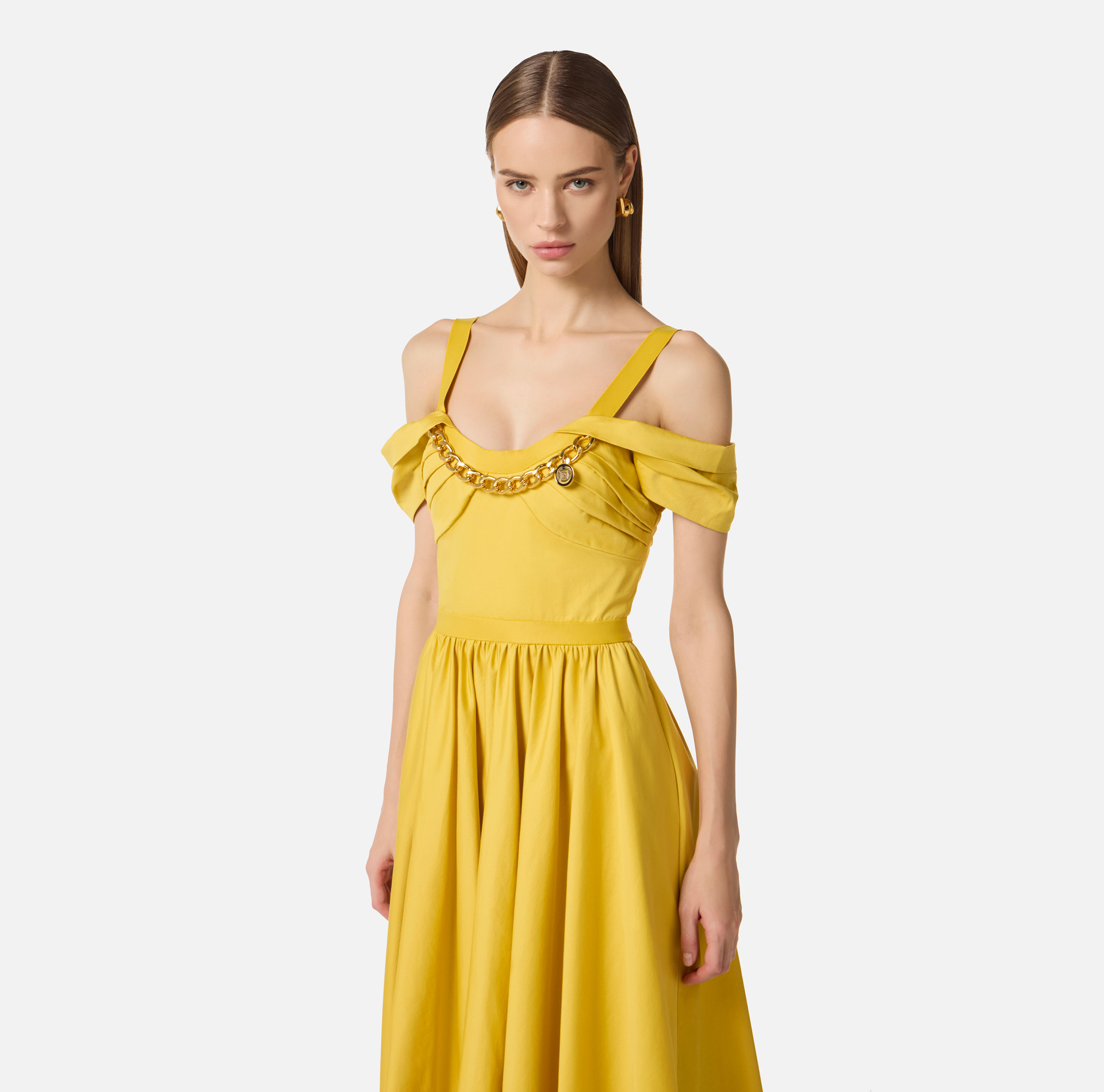 Stretch cotton dress with jewel chain | Elisabetta Franchi