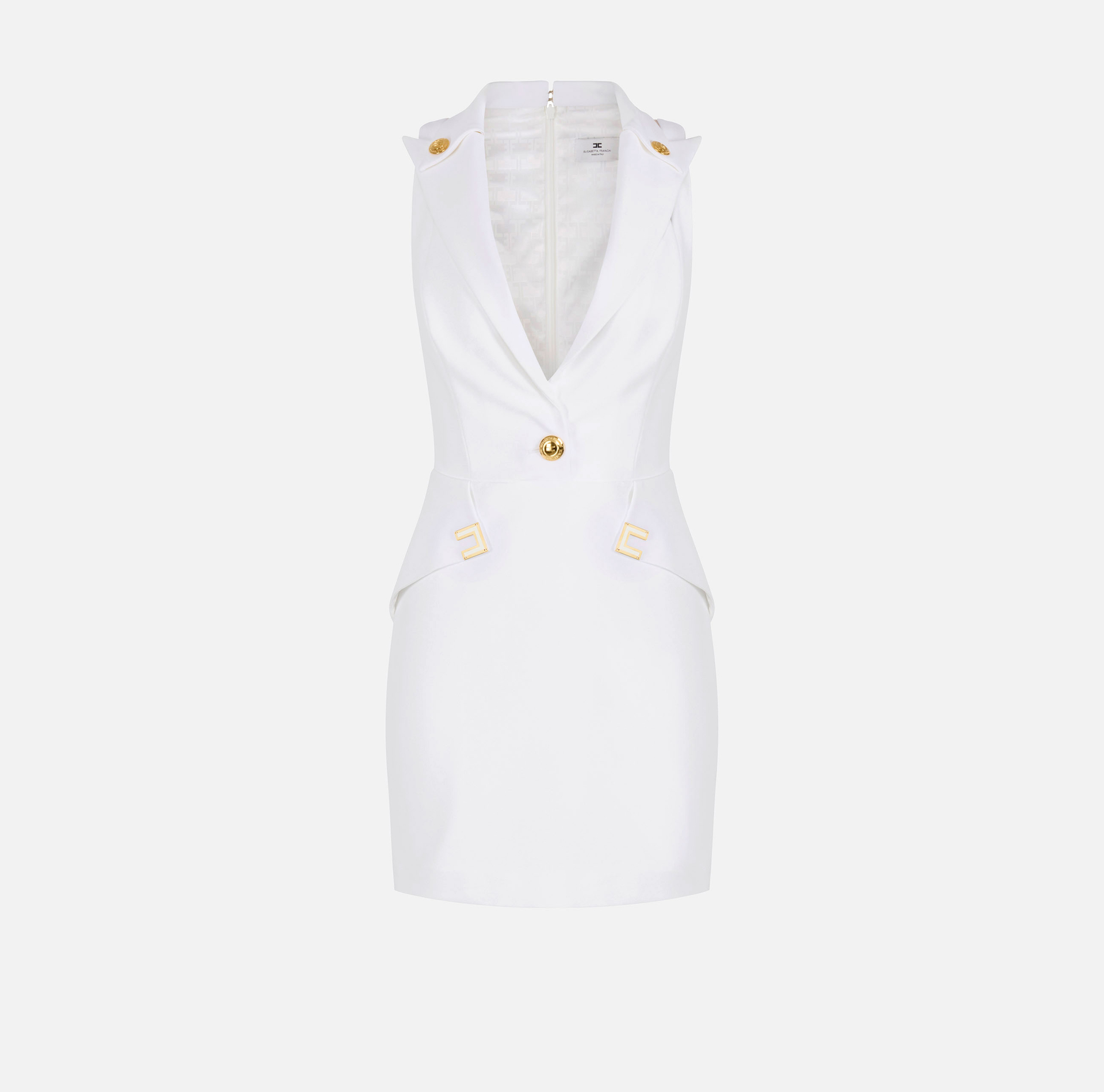 Mini dress in double layer stretch crêpe fabric with logo details ...