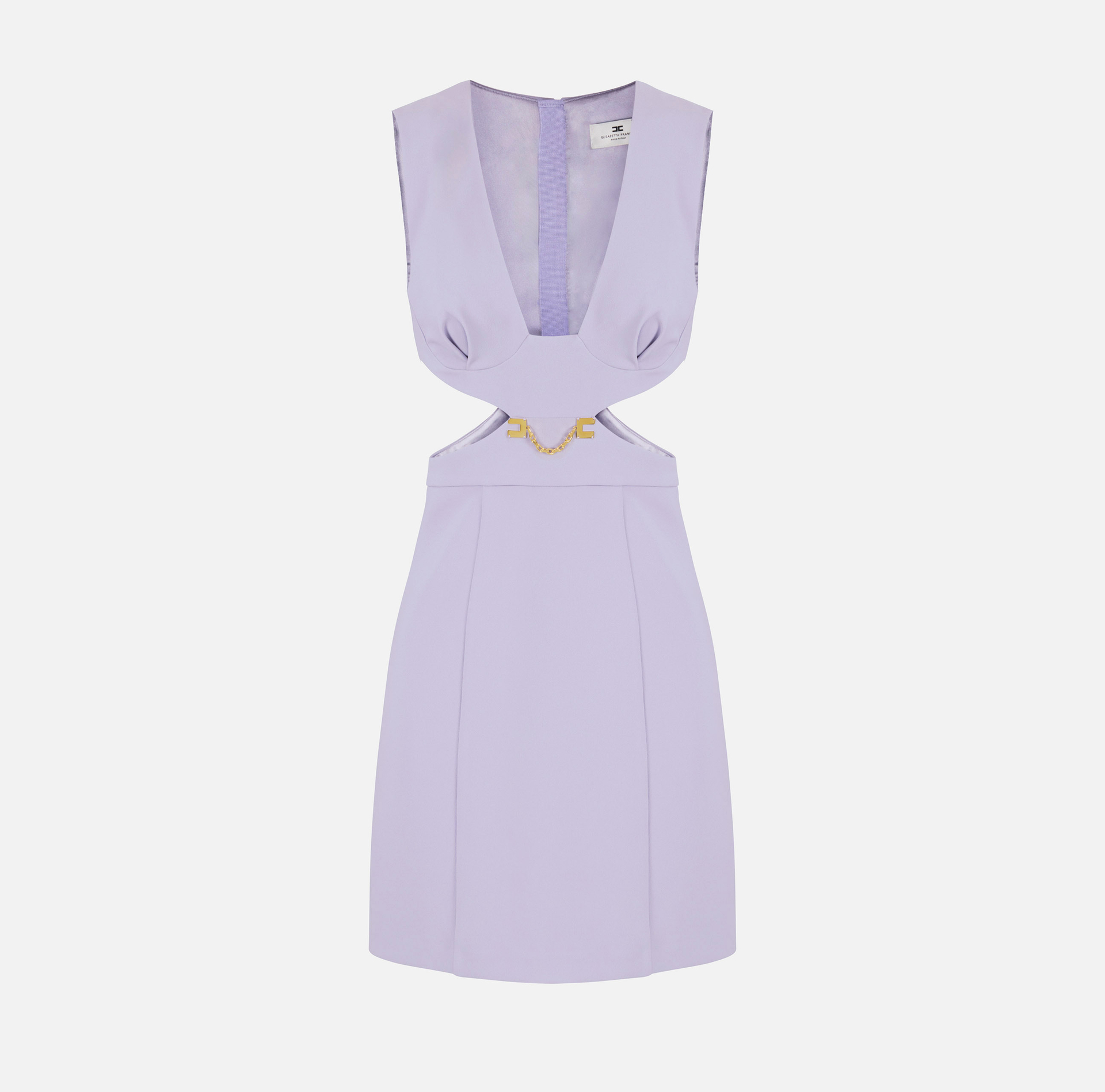 Mini dress in double layer stretch crêpe fabric with jewel logo ...