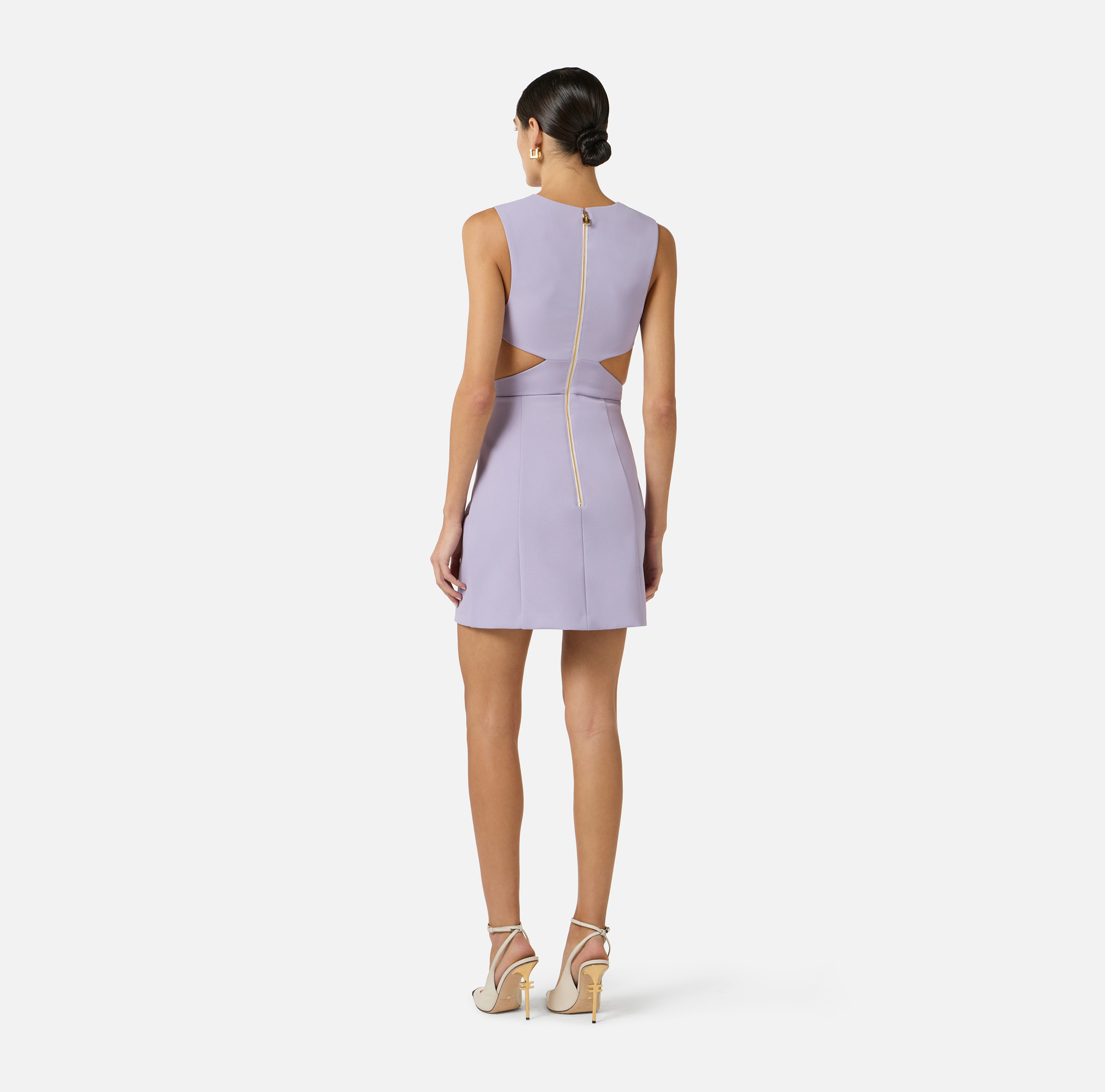 Mini dress in double layer stretch crêpe fabric with jewel logo ...