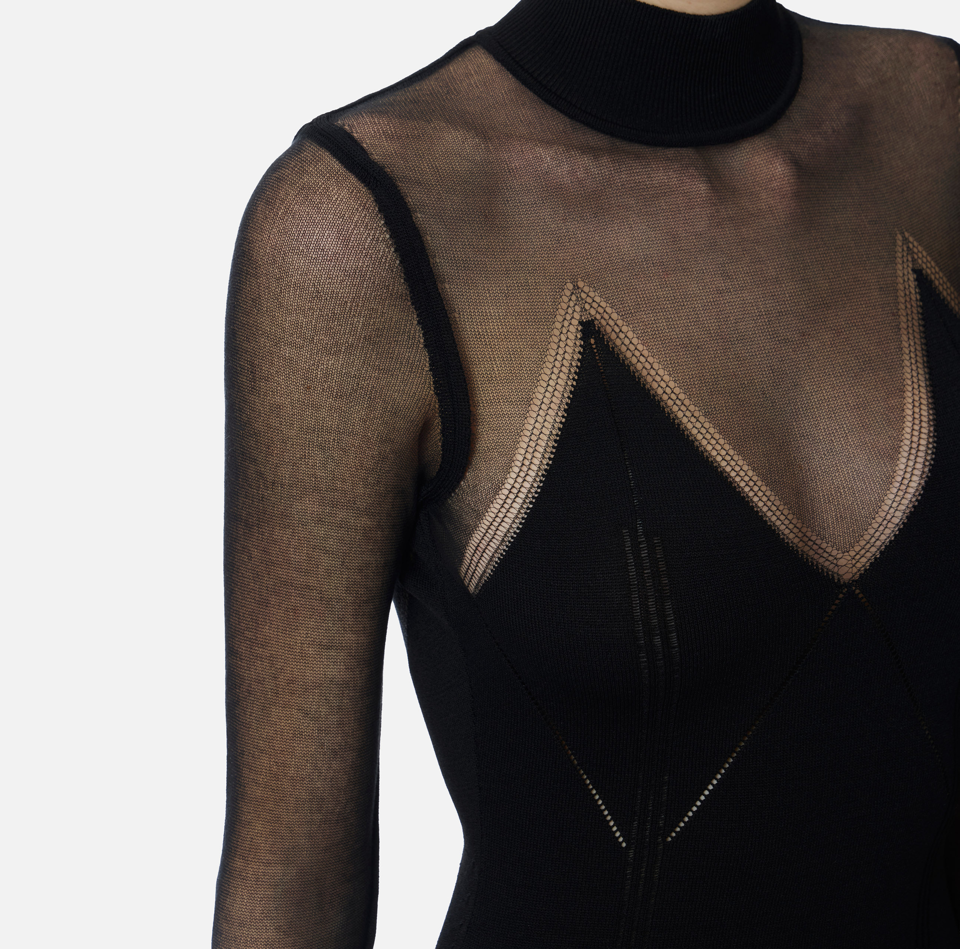 Mini dress in knit fabric with see-through details | Elisabetta Franchi