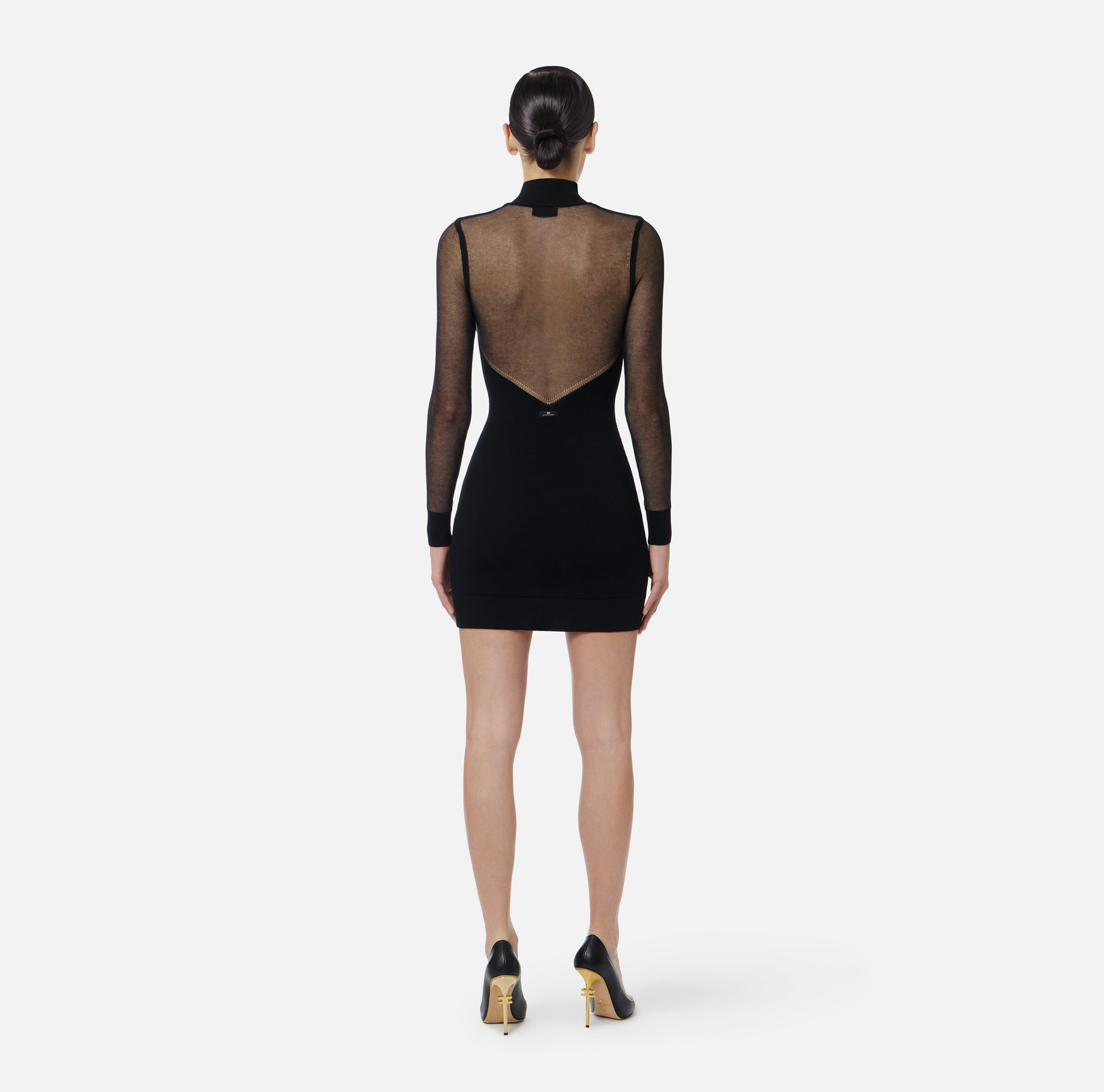 Mini dress in knit fabric with see-through details | Elisabetta Franchi
