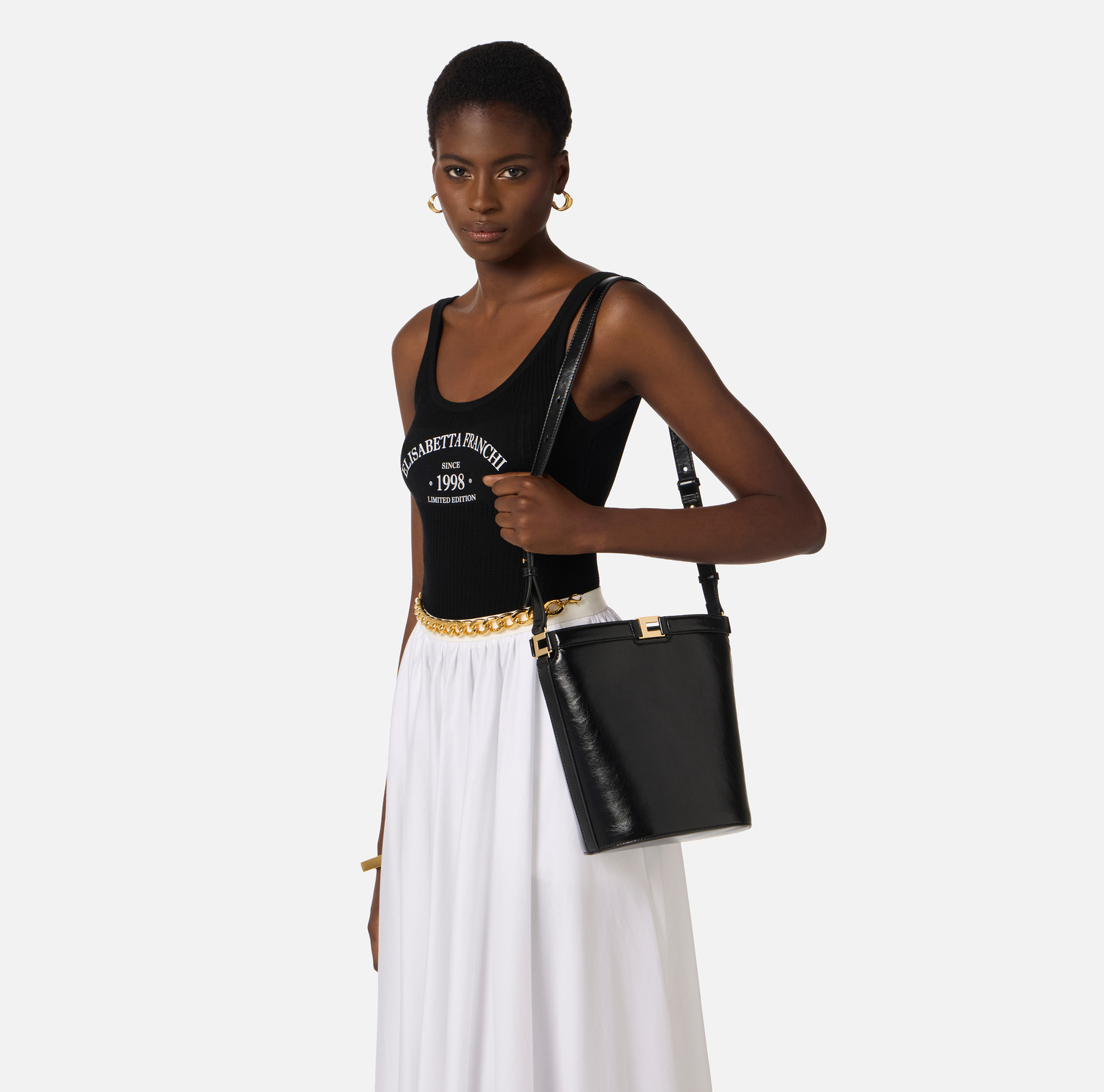 Bucket bag met lakleereffect | Elisabetta Franchi