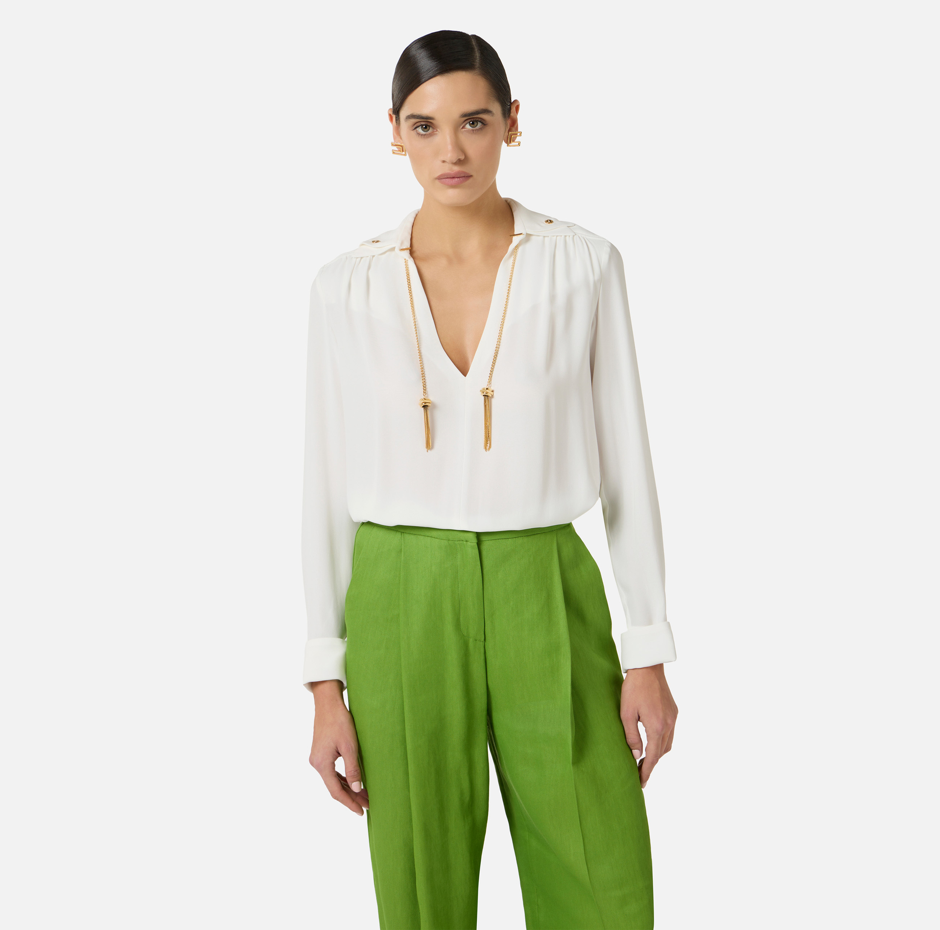 Chemise en georgette avec détails bijoux | Elisabetta Franchi