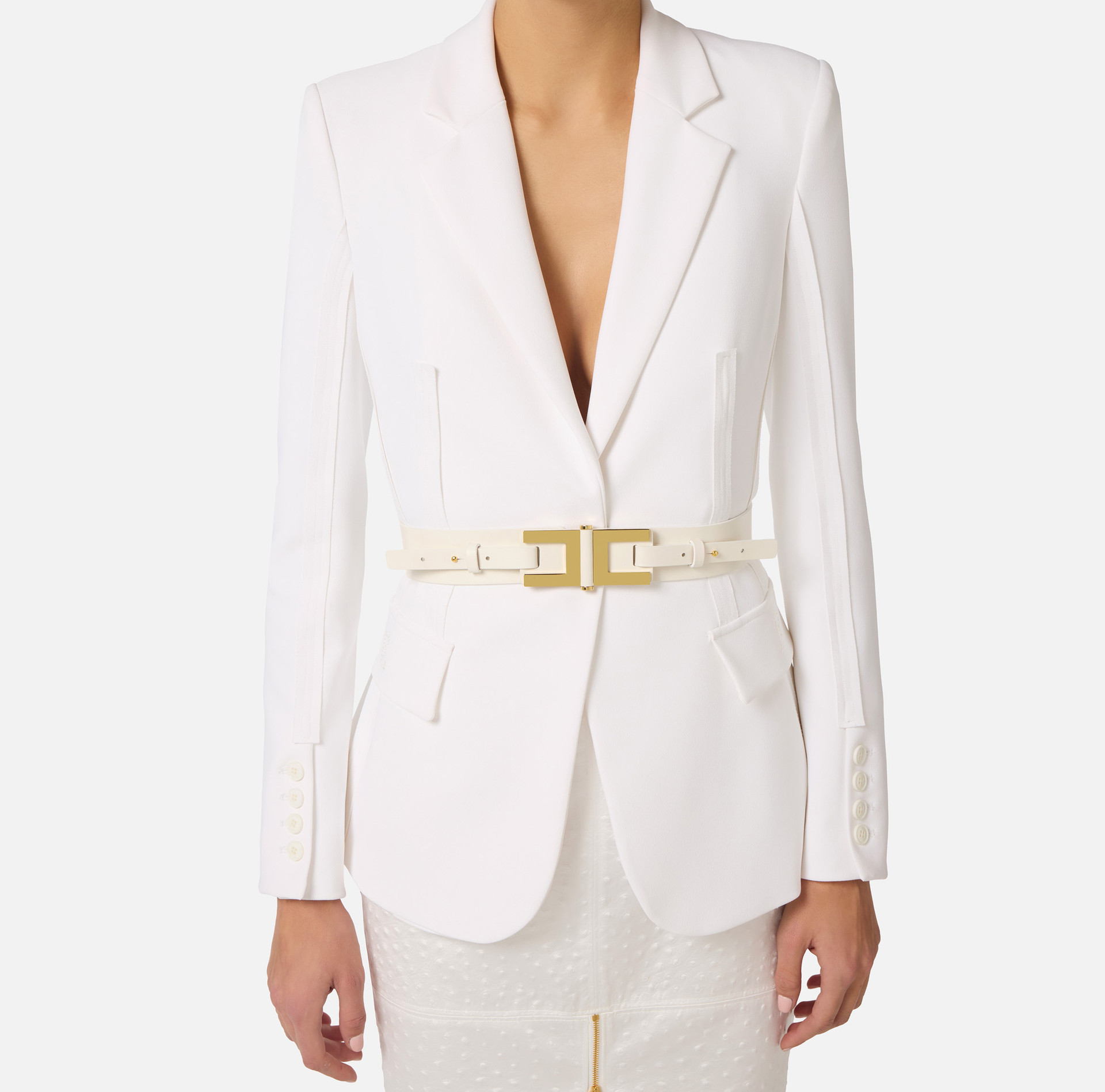 Leather belt with logo detail | Elisabetta Franchi