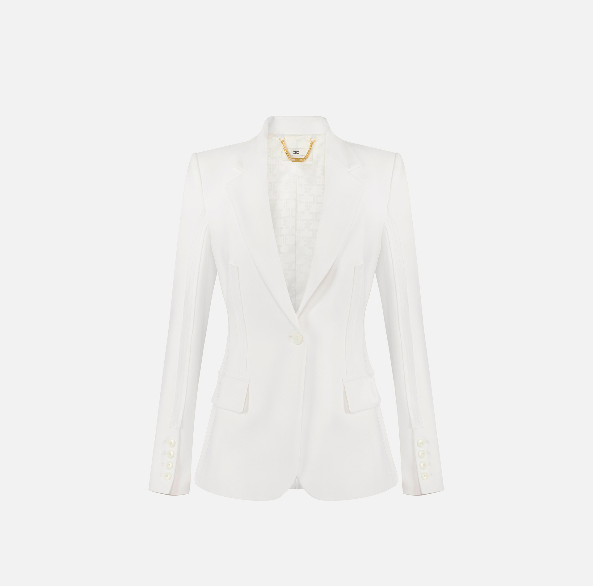 Giacca in doppio crêpe stretch con motivi a taglio vivo | Elisabetta ...