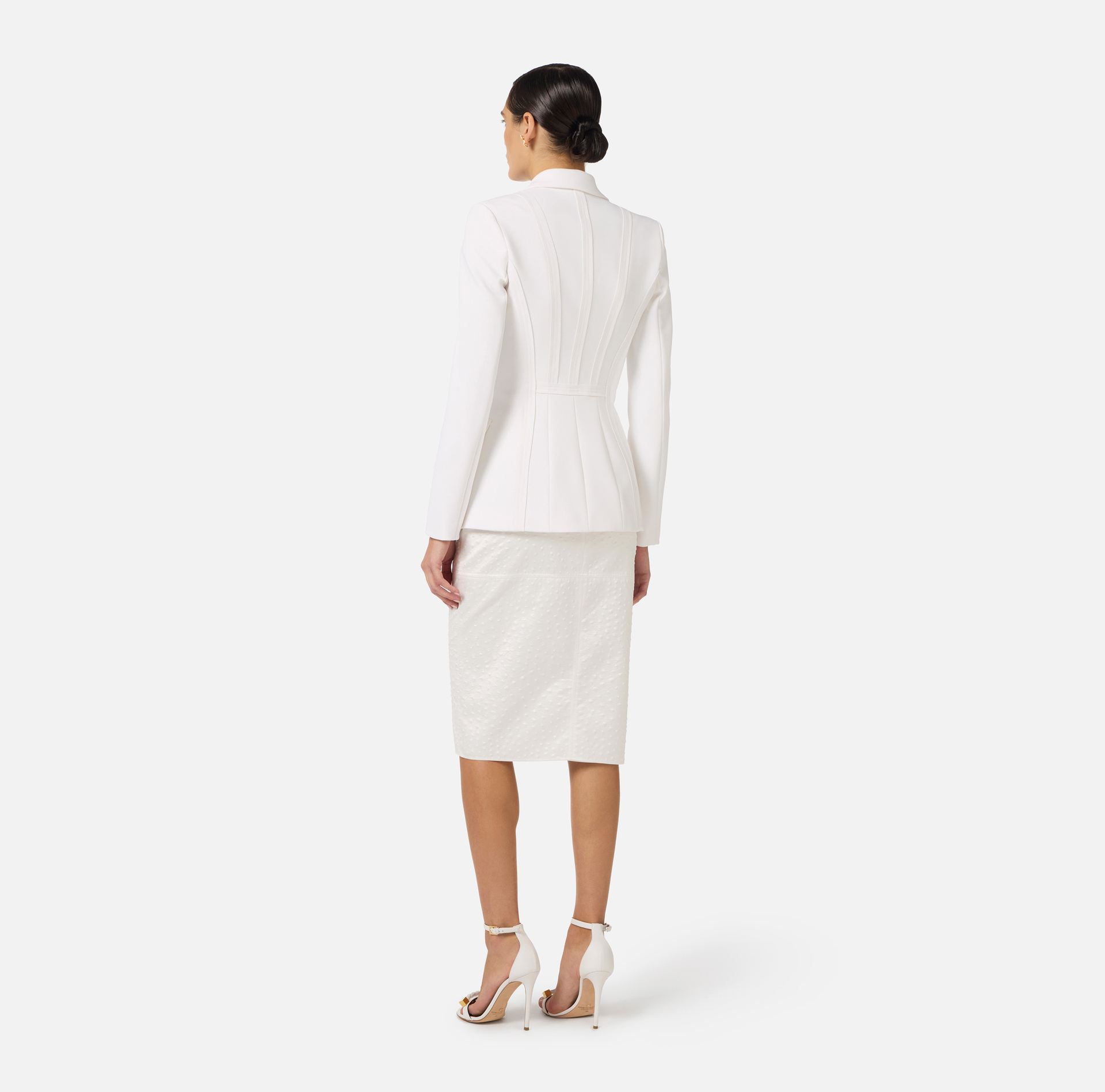 Giacca in doppio crêpe stretch con motivi a taglio vivo | Elisabetta ...