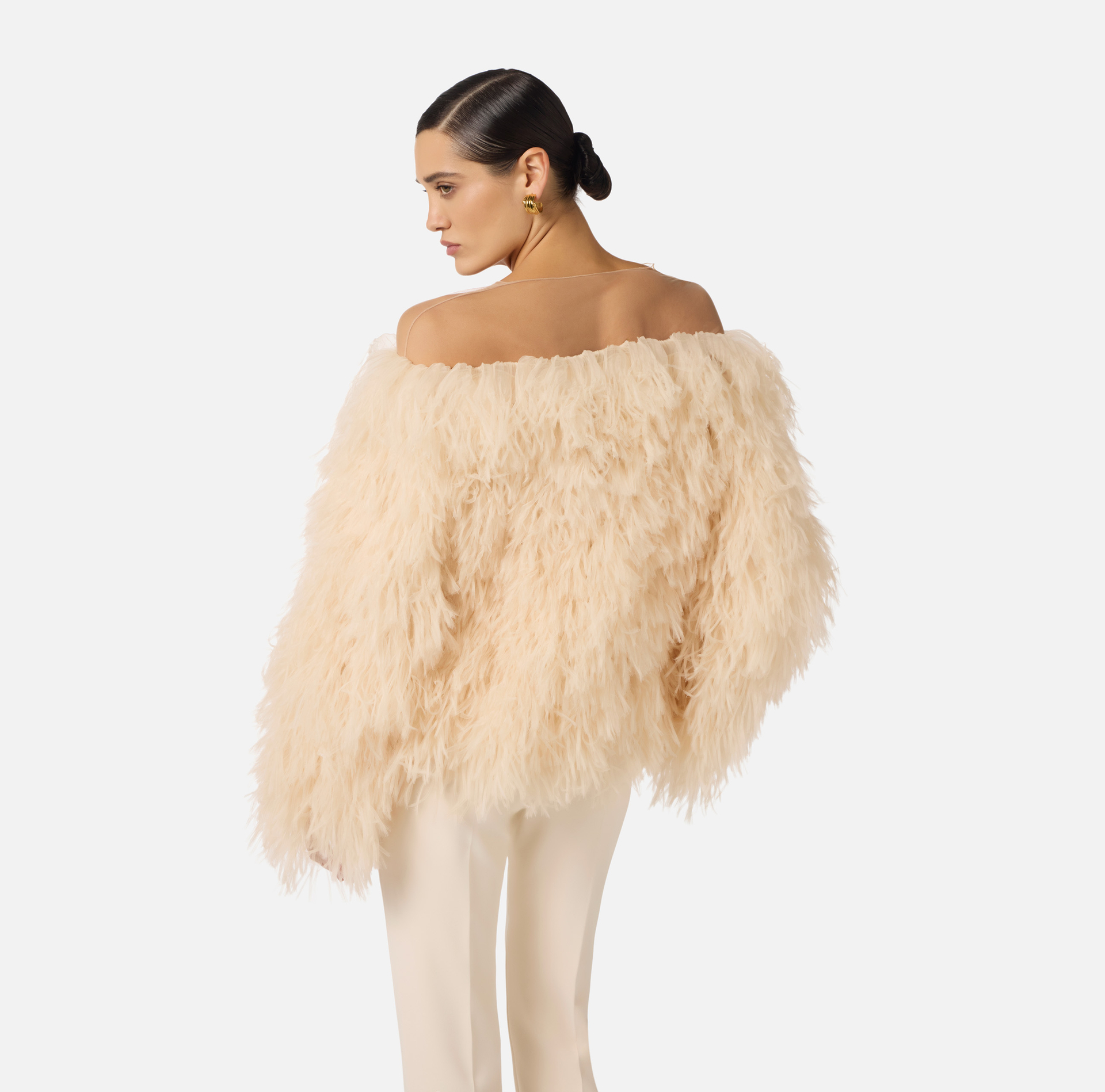 Tulle and organza jacket with fringes | Elisabetta Franchi