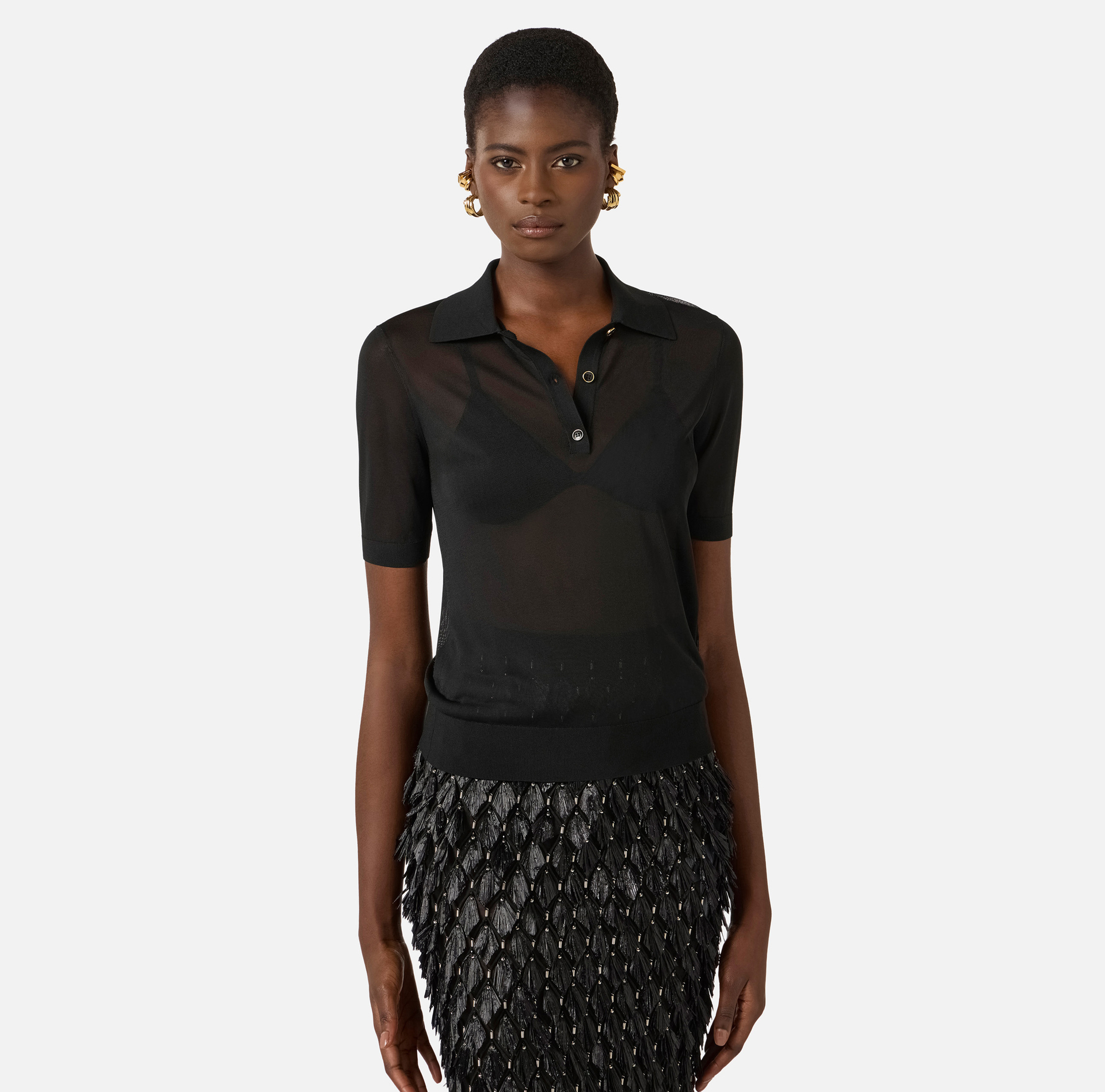 Nylon polo shirt with bra | Elisabetta Franchi
