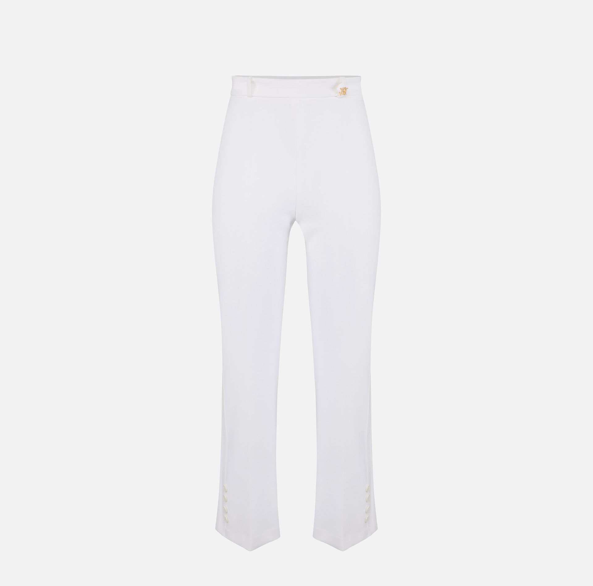 Broek van dubbele stretchcrêpe met charm met logo | Elisabetta Franchi