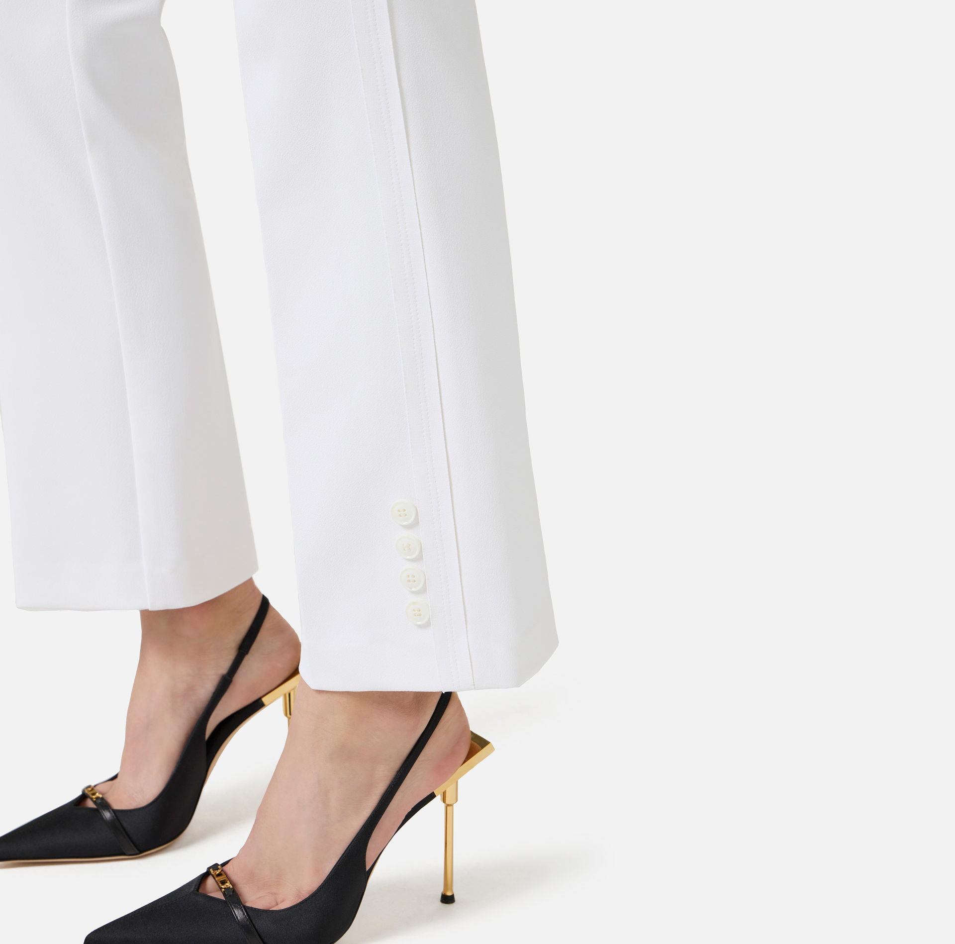 Broek van dubbele stretchcrêpe met charm met logo | Elisabetta Franchi