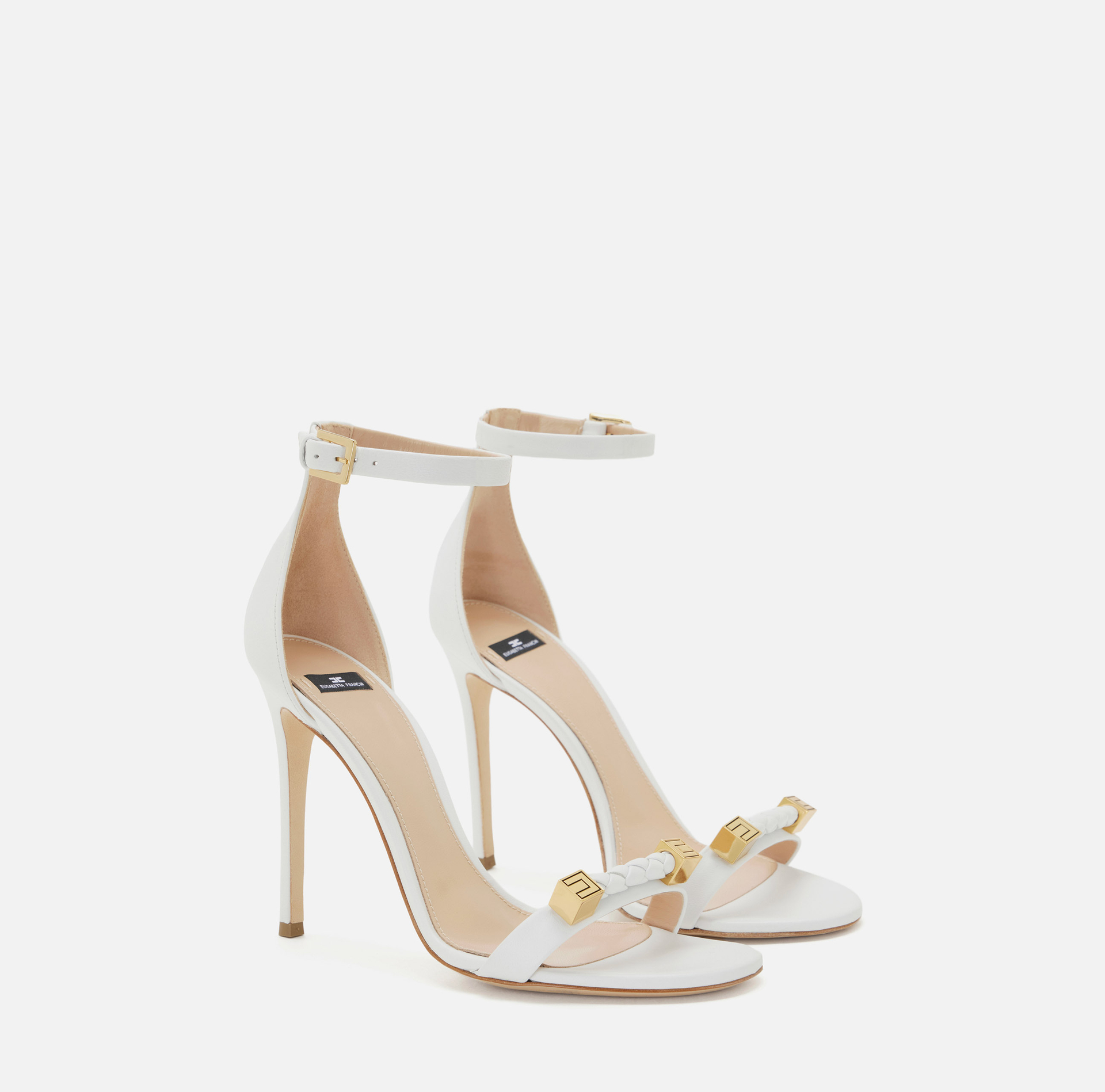 Sandalo in pelle con dettagli logo | Elisabetta Franchi