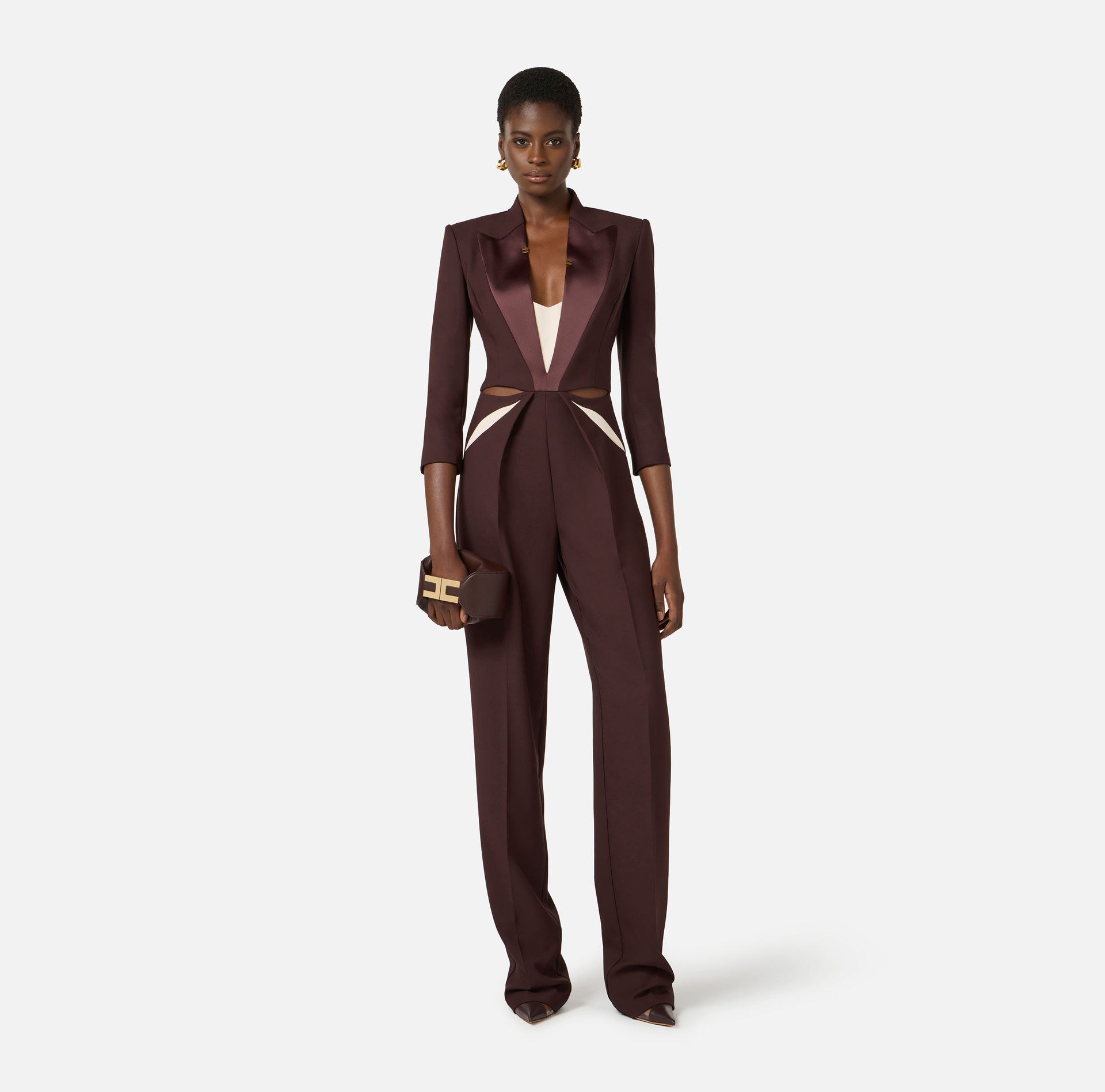 Jumpsuit in lightweight crêpe fabric with two-colour cut-outs ...