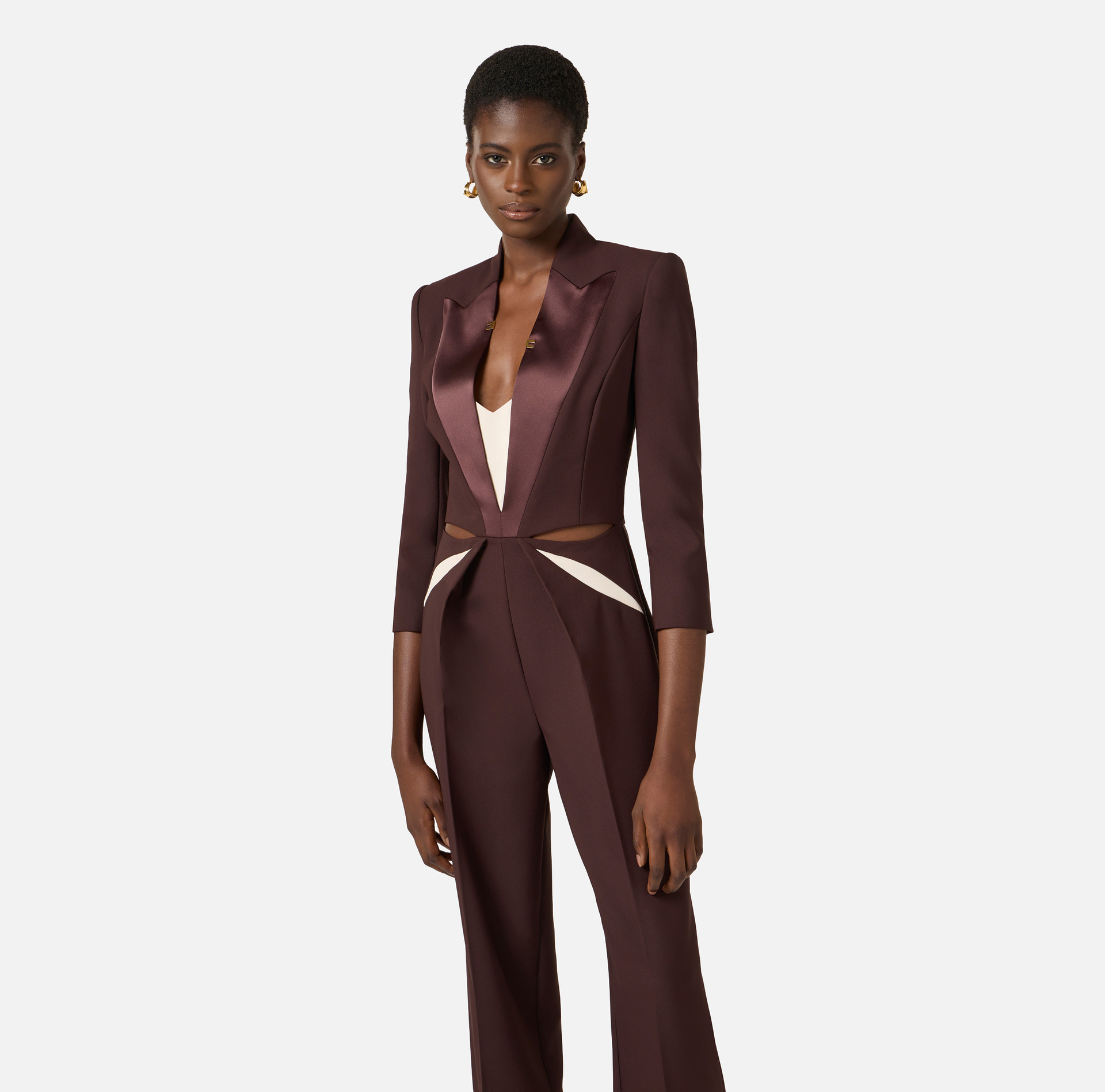 Jumpsuit in lightweight crêpe fabric with two-colour cut-outs ...