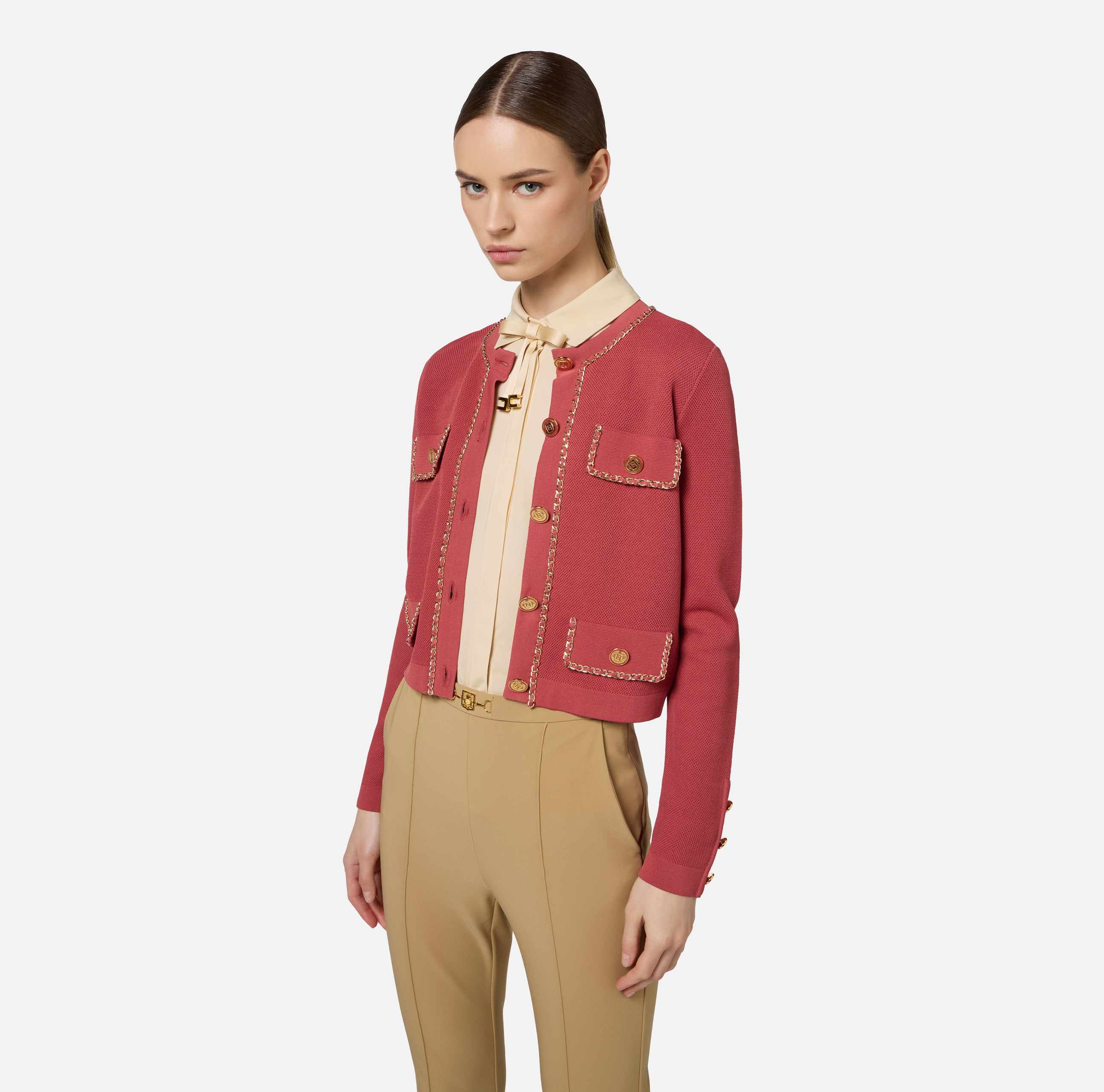 Viscose cropped jacket with chain | Elisabetta Franchi